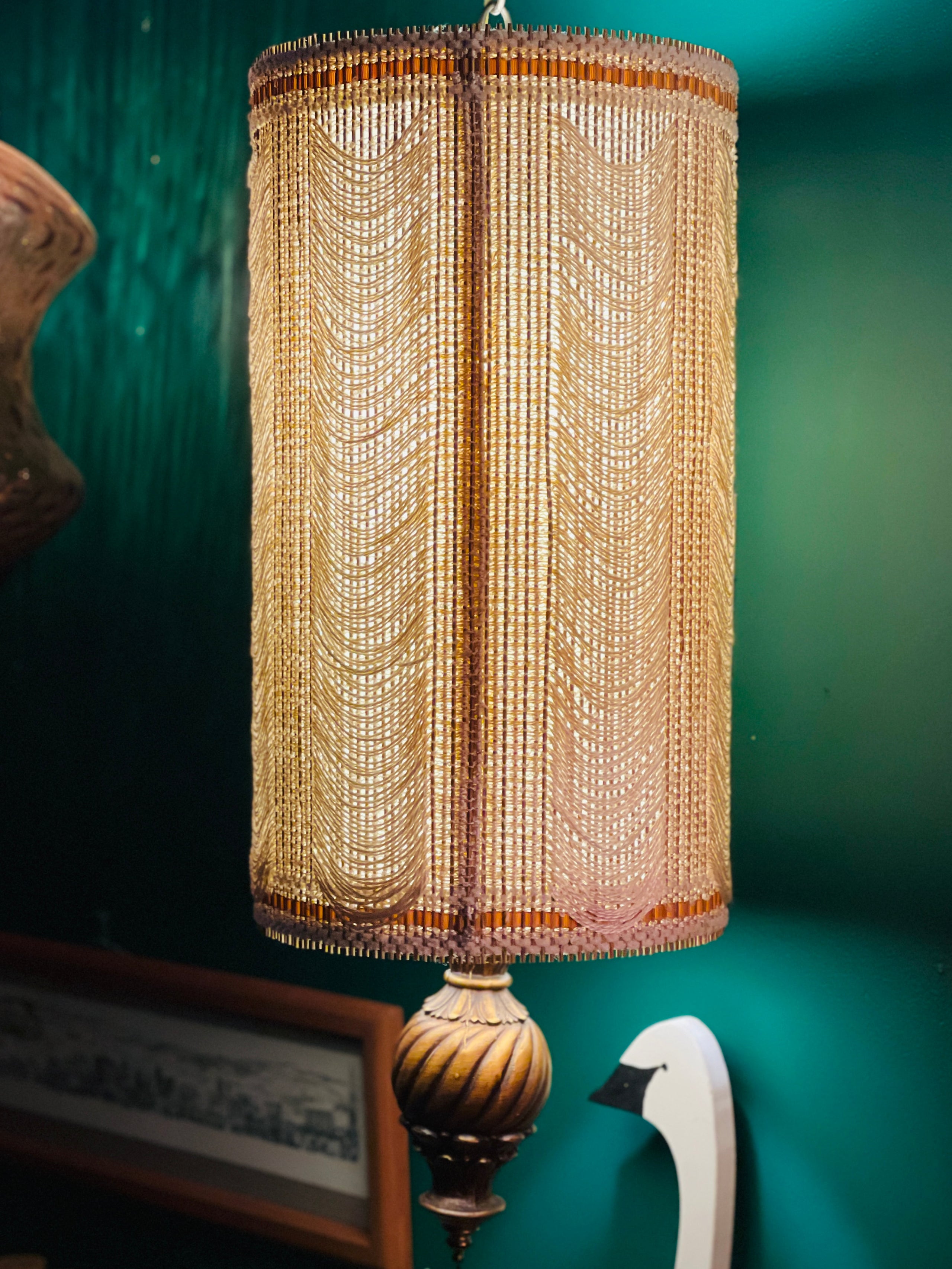 Vintage Hanging 1970s Swag Lamp with Pull Chain